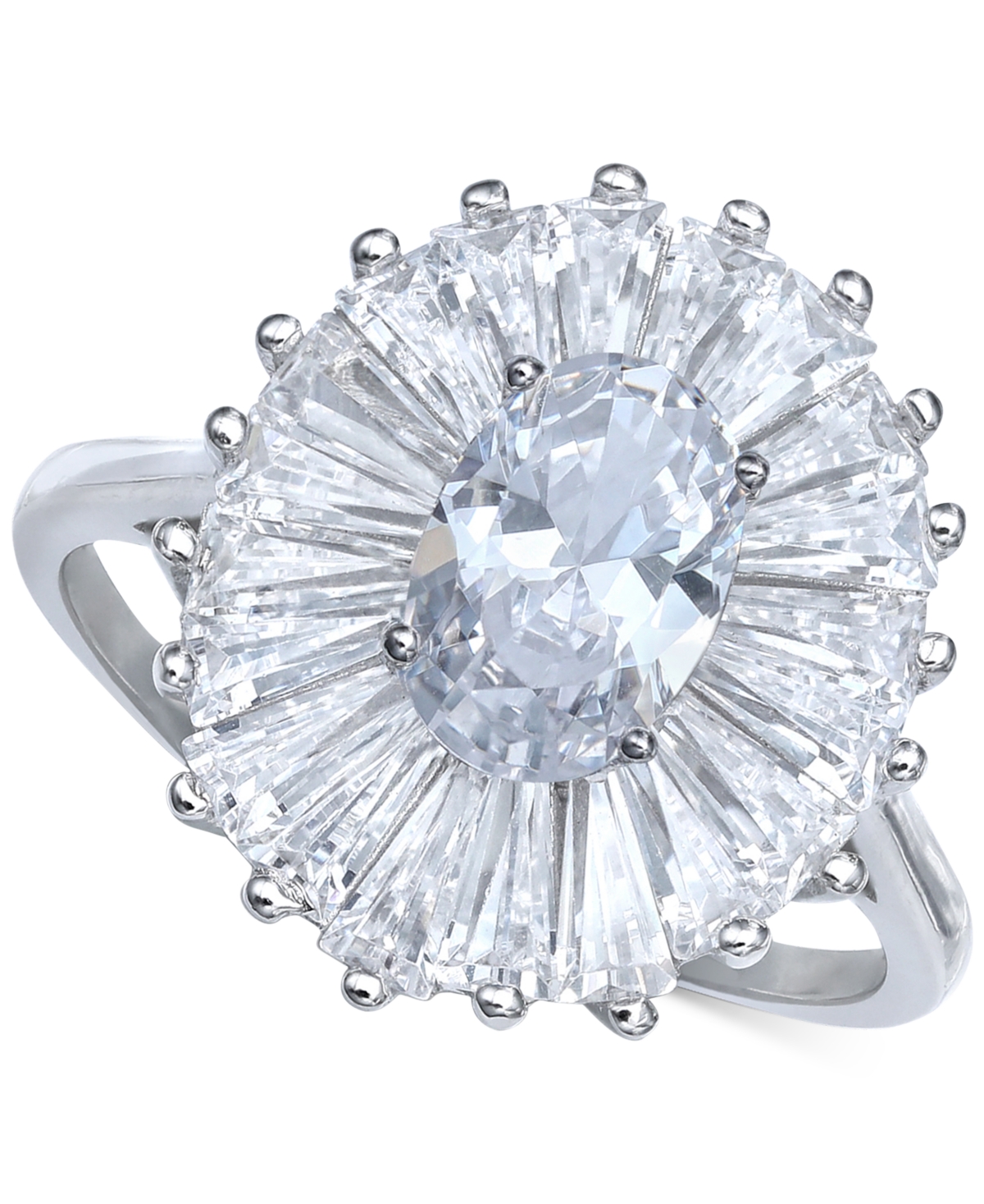Click here for Cubic Zirconia Tapered Flower Oval & Baguette Ring... prices
