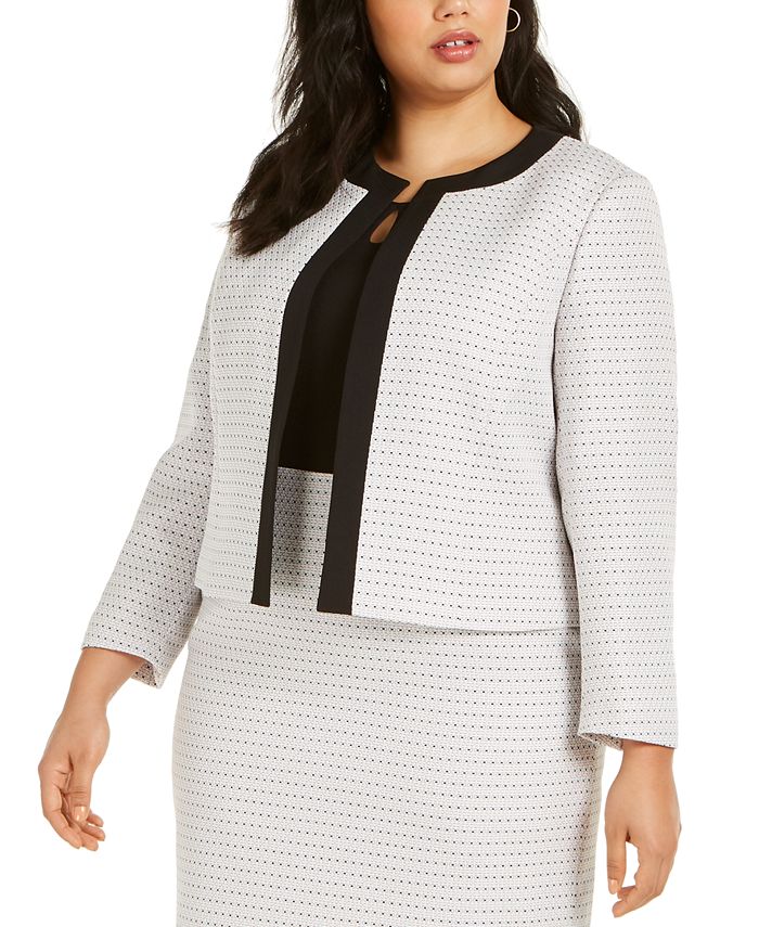 Le Suit Plus Size Tweed Contrast-Trim Dress Suit - Macy's