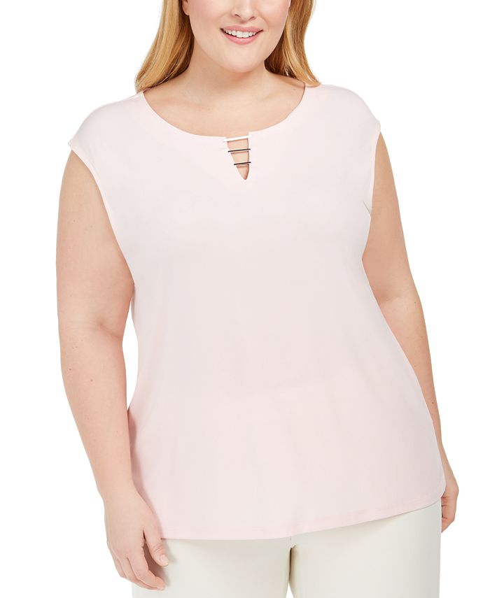 Calvin Klein Plus Size Keyhole Top - Macy's