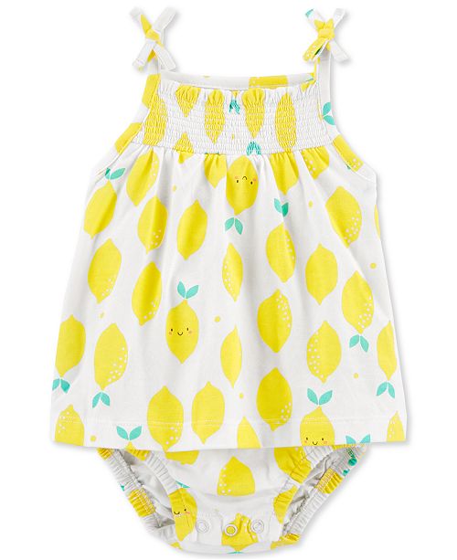 Carter's Baby Girls Lemon-Print Cotton Sunsuit & Reviews - All Baby ...