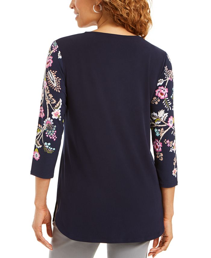 JM Collection Printed Studded Tunic, Created for Macy's - Macy's