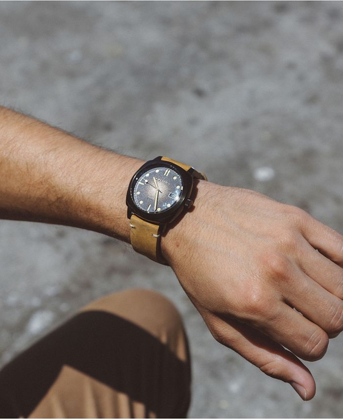 Spinnaker Men's Hull Automatic Brown Genuine Leather Strap Watch 42mm ...