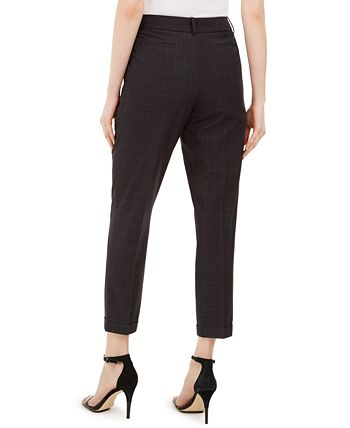 Calvin Klein Slim-Leg Ankle Windowpane Pants - Macy's