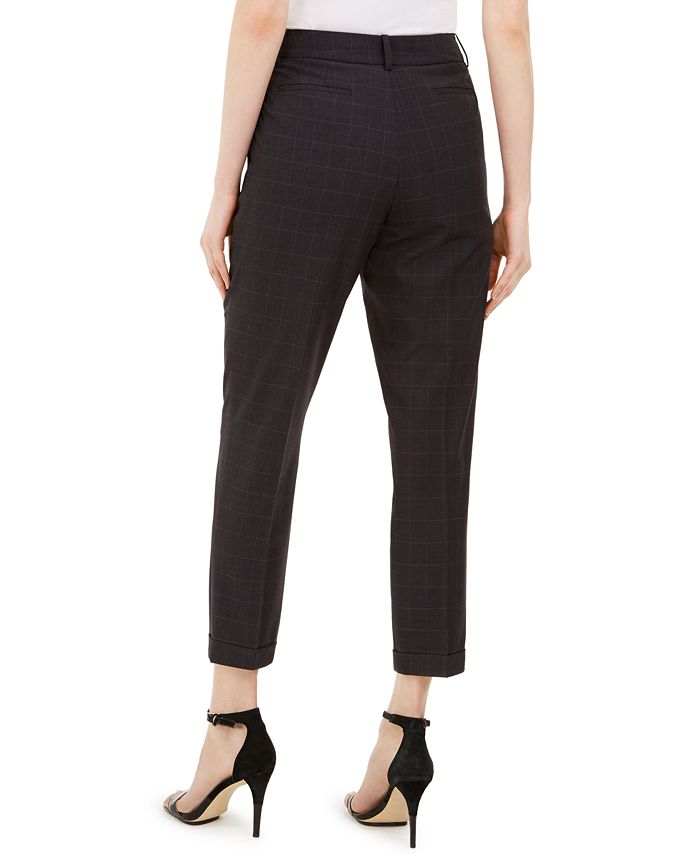 Calvin Klein Slim-Leg Ankle Windowpane Pants - Macy's