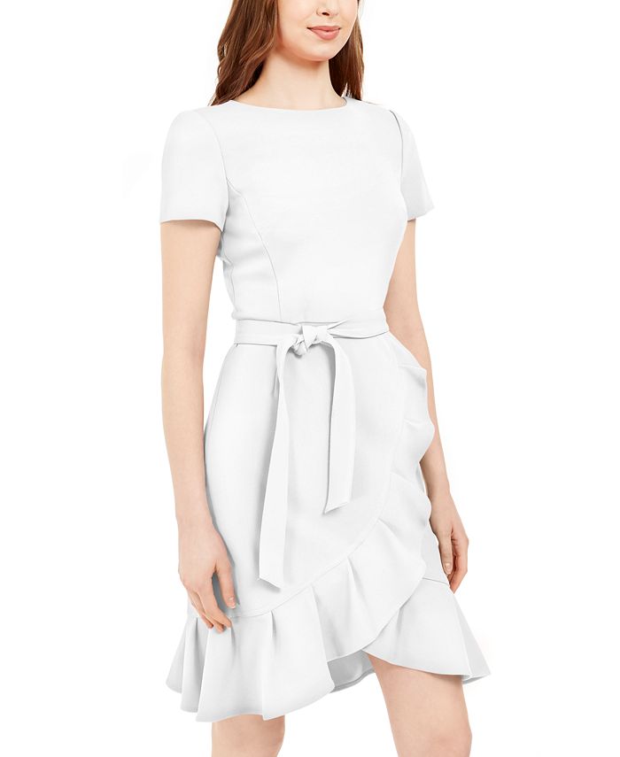 Calvin Klein Ruffled Tulip-Hem Crepe Dress - Macy's