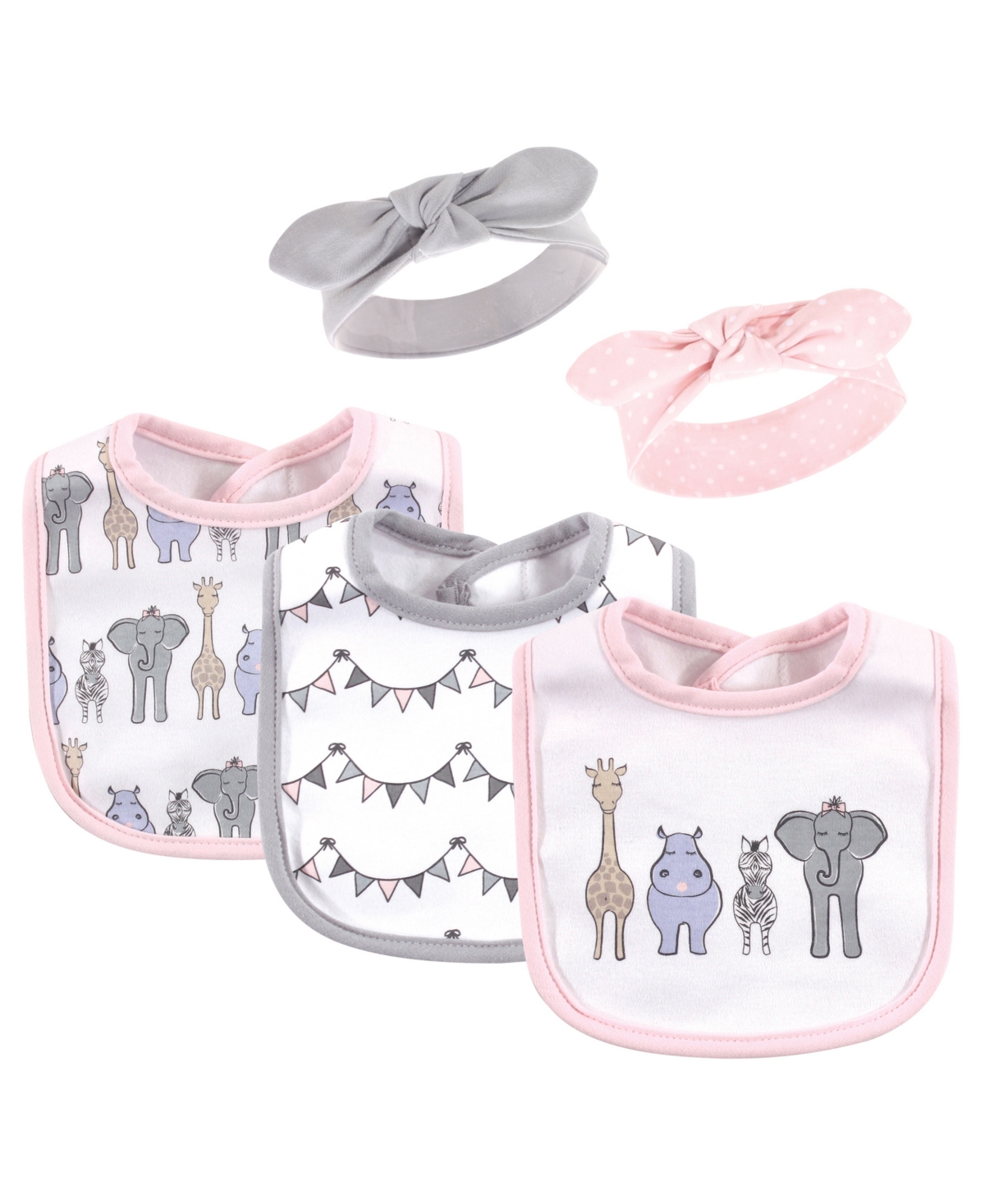 Click here for Hudson Baby Girls 5Pk Bibs and Headbands Set - Saf... prices