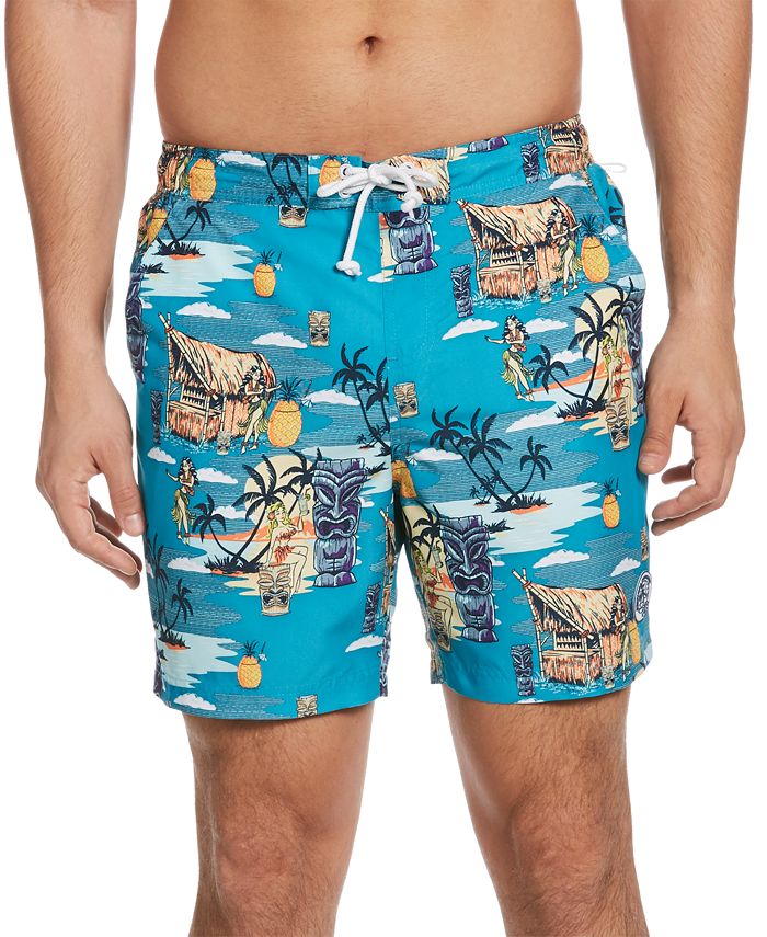 Original Penguin Men's Tiki Tropical-Print 6" Swim Trunks - Macy's