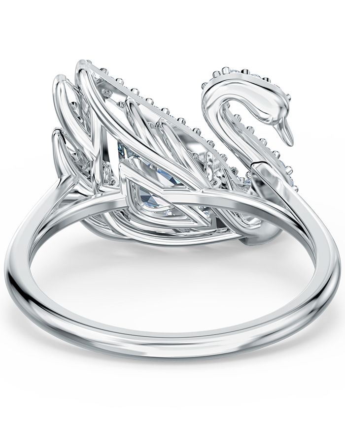 Swarovski Silver-Tone Pavé & Dancing Stone Swan Ring - Macy's