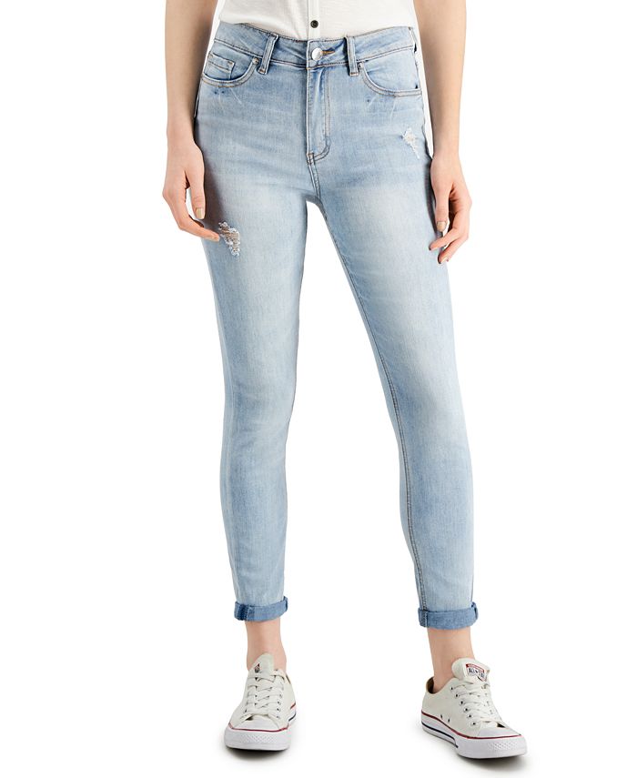 Almost Famous Cuffed Ripped Jeans - Macy's