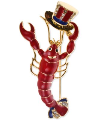 Holiday Lane Gold-Tone Pavé Red, White & Blue Lobster Pin, Created for ...