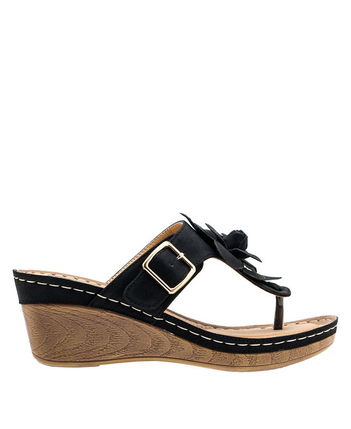 GC Shoes Women's Flora Rosette Wedge Sandals - Macy's