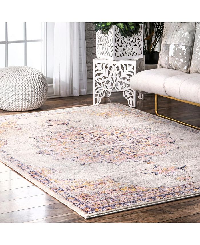 nuLoom Bodrum Vintage-Inspired Medallion Leola Orange 8' x 10' Area Rug ...