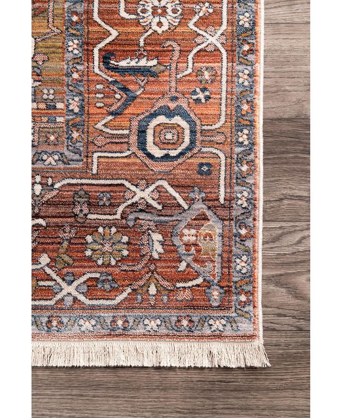 nuLoom Mystic Ehtel Medallion Fringe Rust 6'7" x 9'4" Area Rug - Macy's