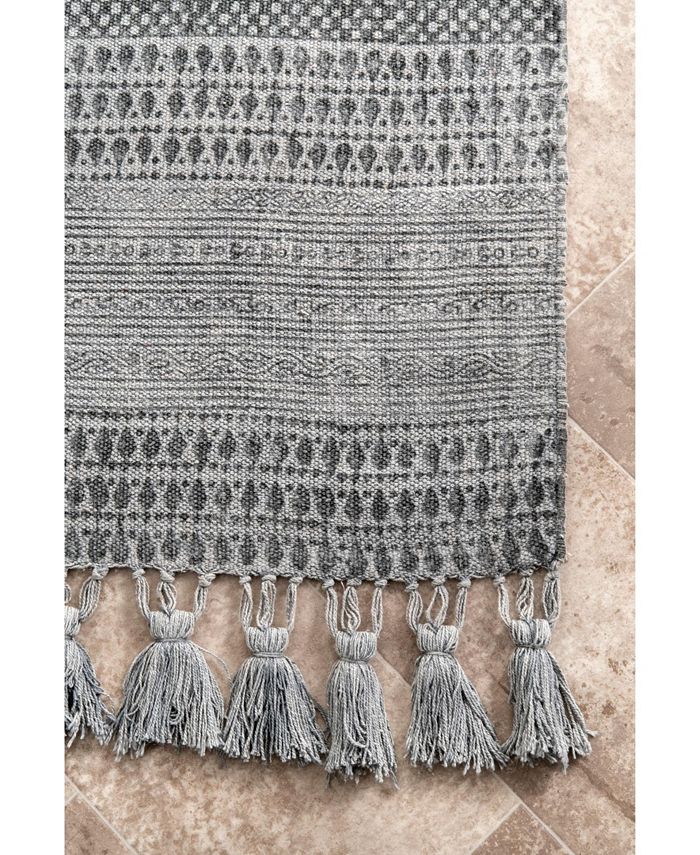 nuLoom Cherai Flatweave Talbert Aztec Mist 7'6" x 9'6" Area Rug - Macy's
