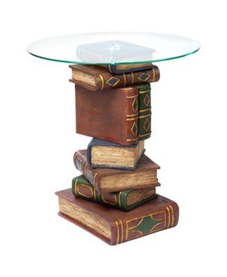 Design Toscano Stacked Volumes Sculptural Glass-Topped Book Table - Macy's