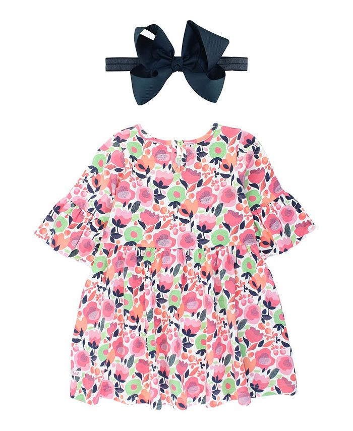 RuffleButts Toddler Girls My Best Bud Mia Dress and Bow Headband - Macy's