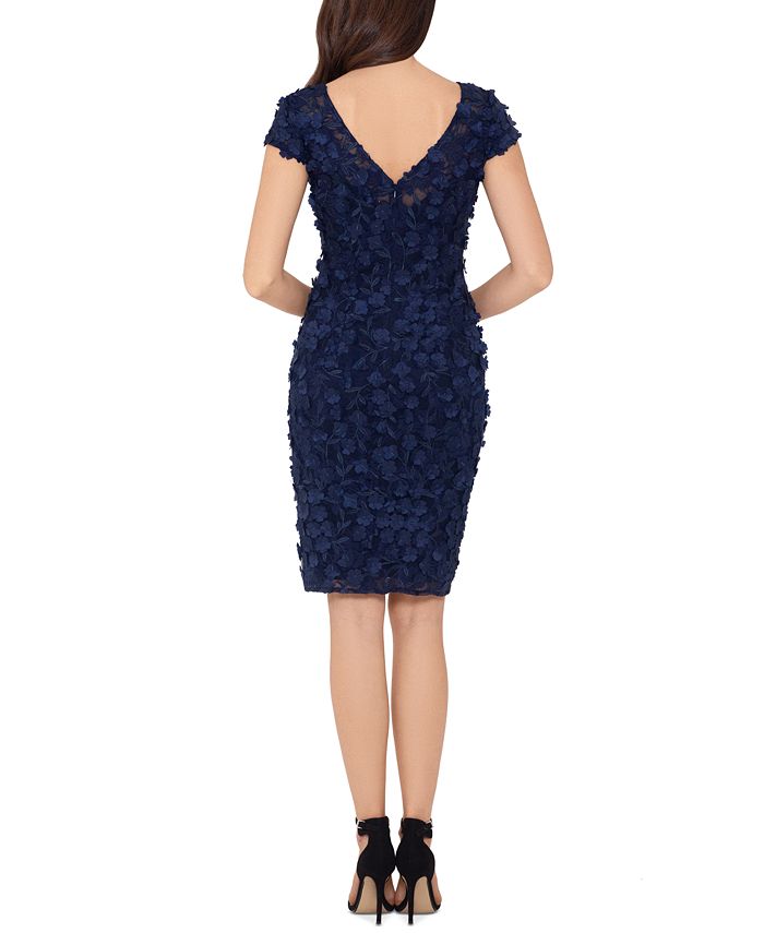 XSCAPE Dimensional Flower-Trim Sheath Dress - Macy's
