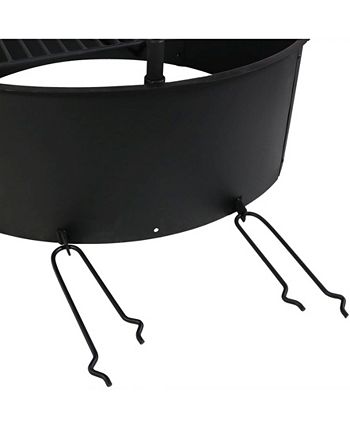 Sunnydaze Decor Large Fire Pit Campfire Ring with BBQ Cooking Grate ...