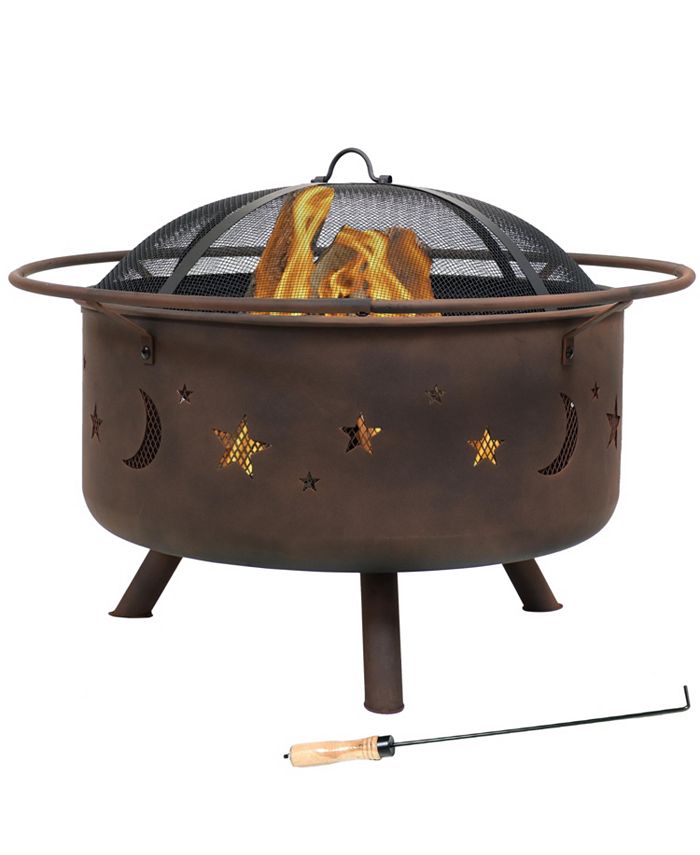 Sunnydaze Decor Round Bonfire Wood Burning Patio Cosmic Outdoor Fire ...