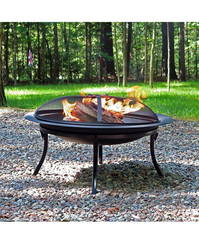 Sunnydaze Decor Portable Round Bonfire Wood Burning Patio Outdoor Fire ...