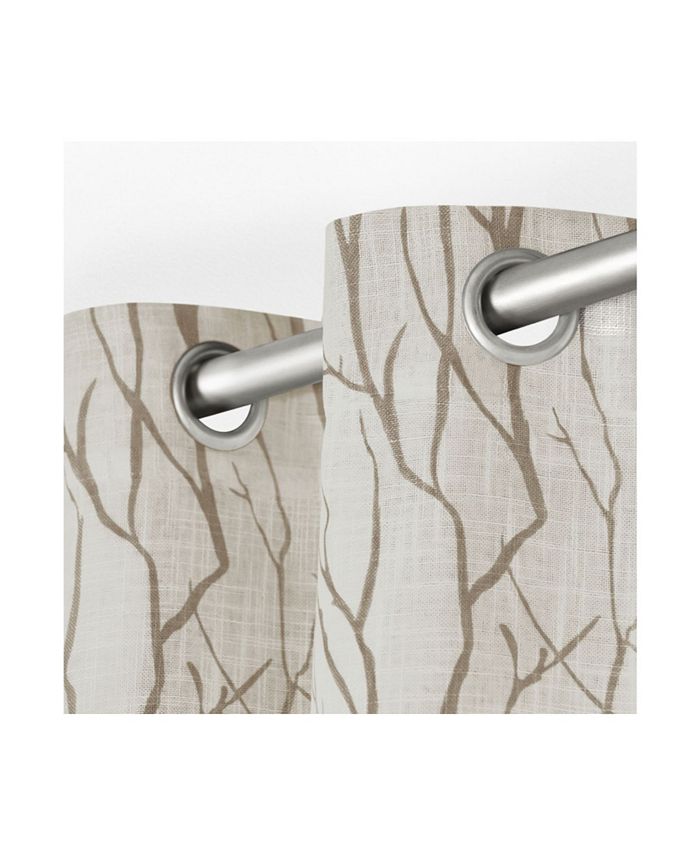 Exclusive Home Oakdale Motif Textured Sheer Linen Grommet Top Curtain