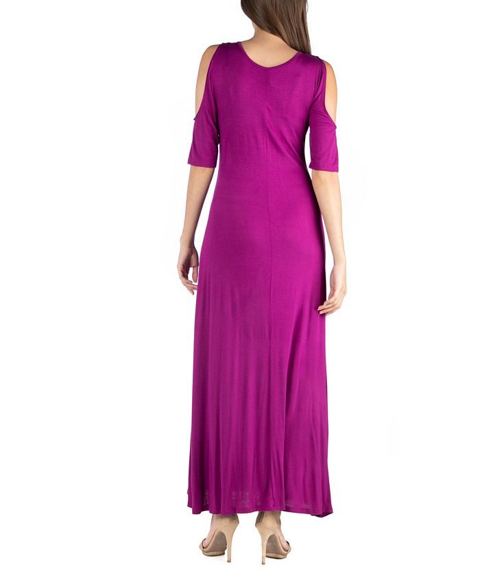 24seven Comfort Apparel Half Sleeve Open Shoulder Maxi Dress & Reviews ...