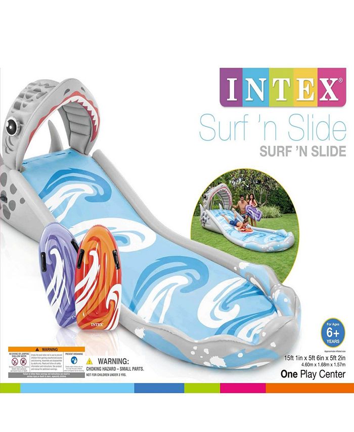 Intex Surf 'N Slide Inflatable Kids Backyard Splash Water Slide with 2 ...