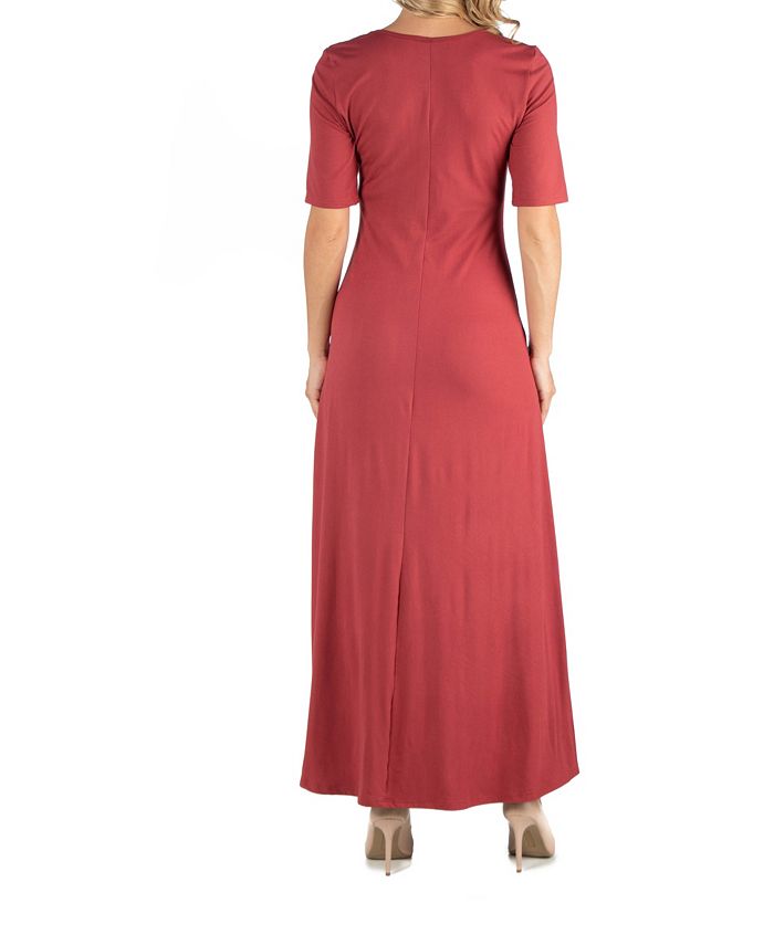 24seven Comfort Apparel Casual Maternity Maxi Dress with Sleeves ...