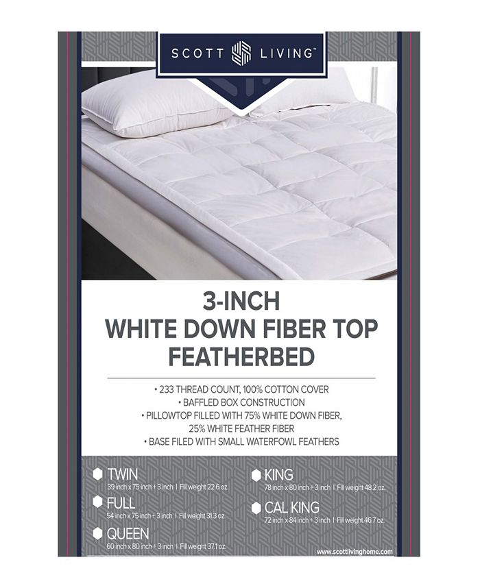 Scott Living 3" White Down Fiber Top Featherbed, Full - Macy's
