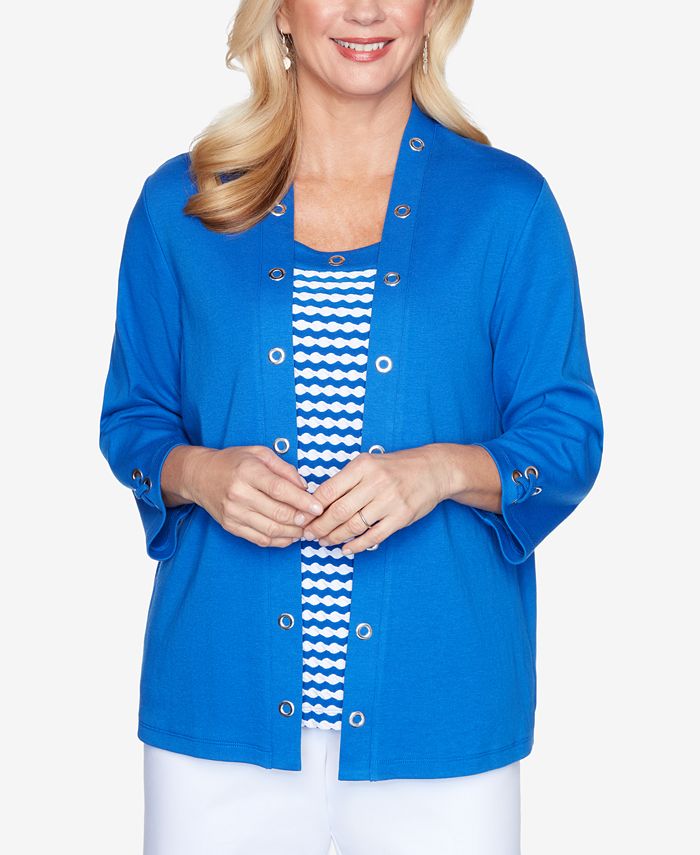 Alfred Dunner Women's Missy Look On The Brightside Grommet Trim Two For ...