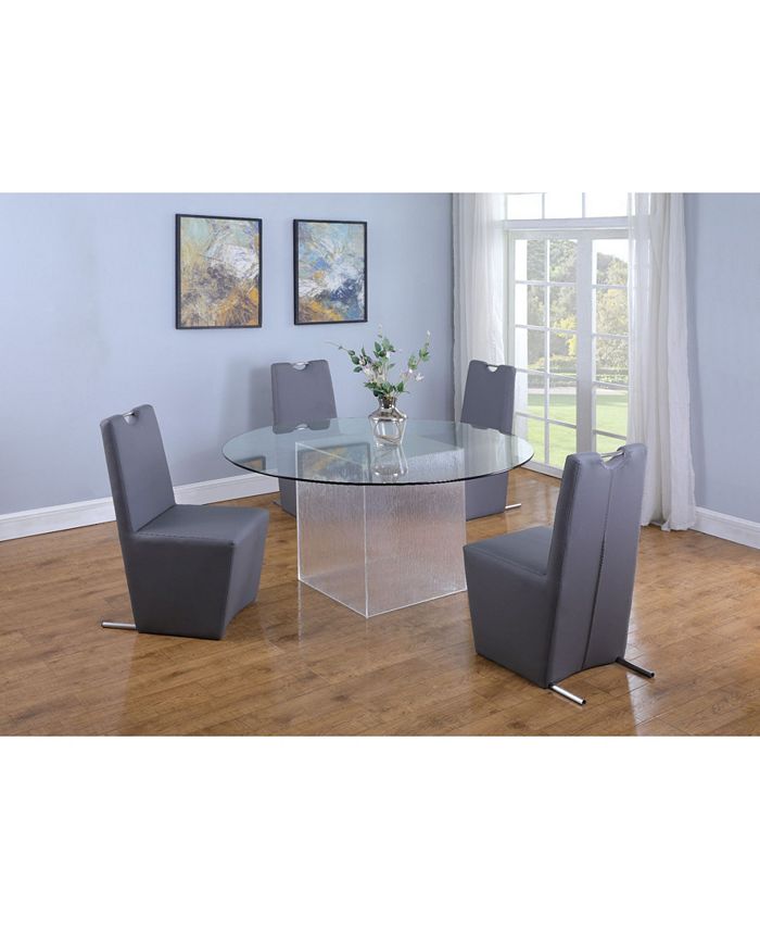 Chintaly 54" Round Tempered Glass Dining Table - Macy's