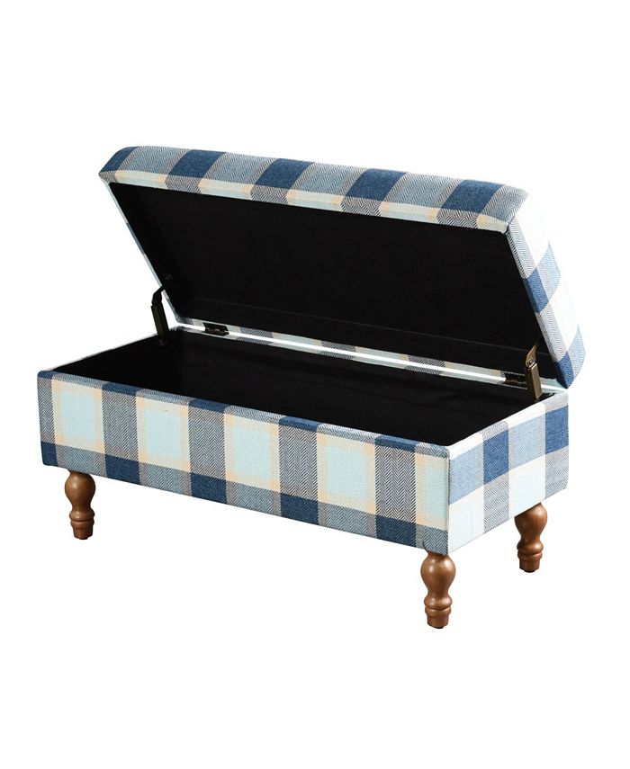 StyleCraft Upholstered Stripe Design Storage Bench - Macy's