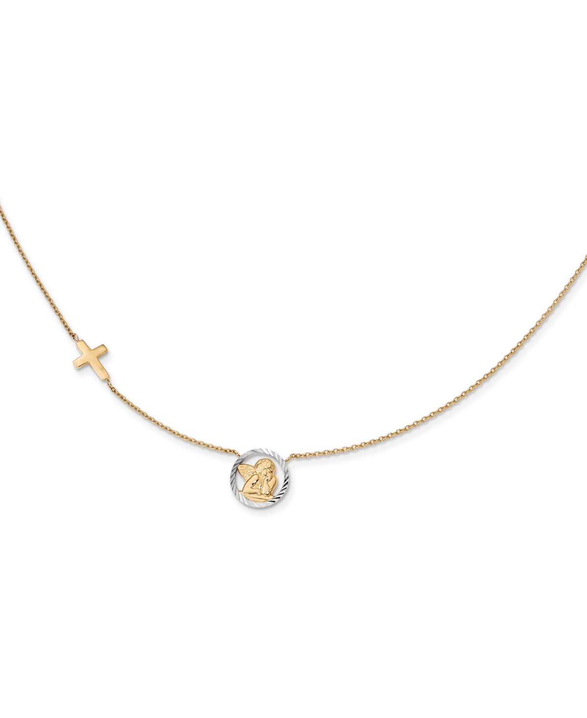 Click here for Angel & Cross 17 Diamond Cut Necklace in 14K Gold... prices