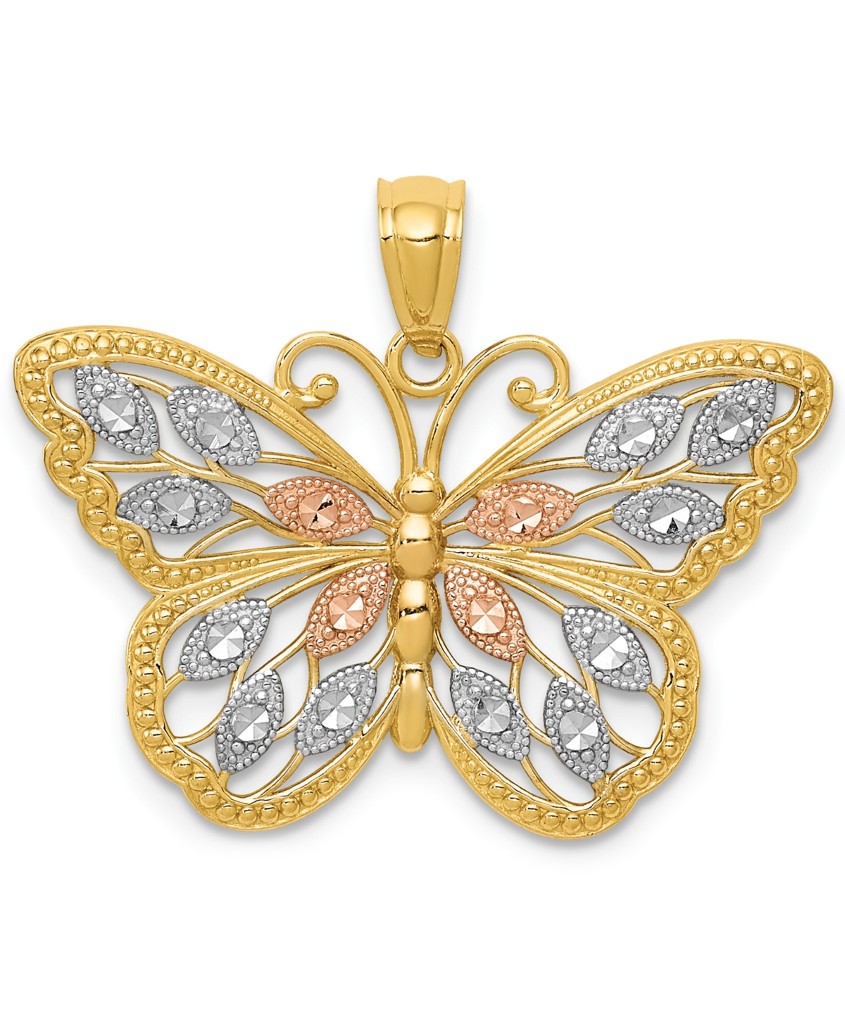 Click here for Butterfly Diamond-cut Charm in 14K Yellow Gold wit... prices