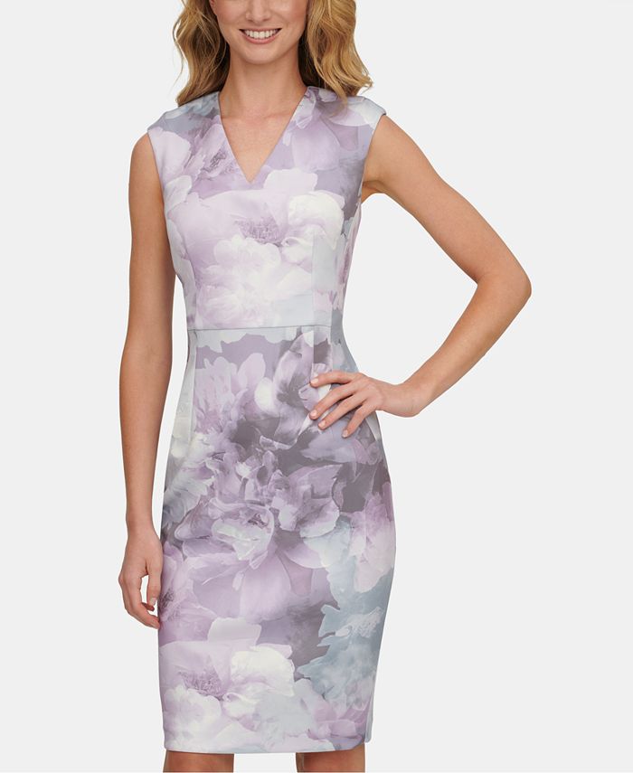 Calvin Klein Floral-Print Sheath Dress - Macy's