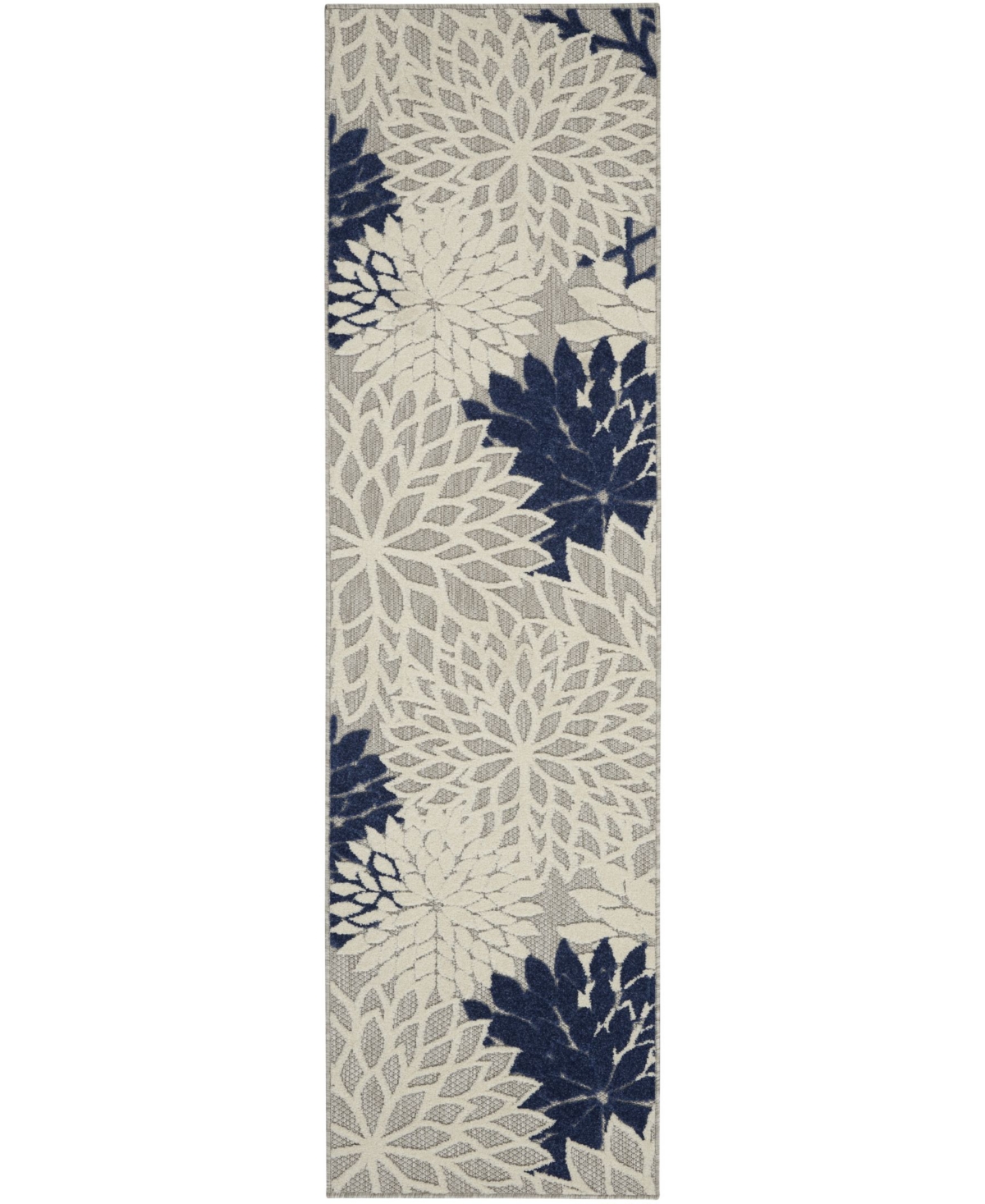 Click here for Nourison Home Aloha ALH05 Ivory and Navy 23 x 8 Ru... prices
