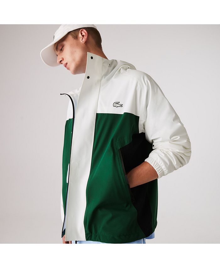 Lacoste Men's Regular Fit Asymmetrical Colorblocked Waterproof Jacket ...