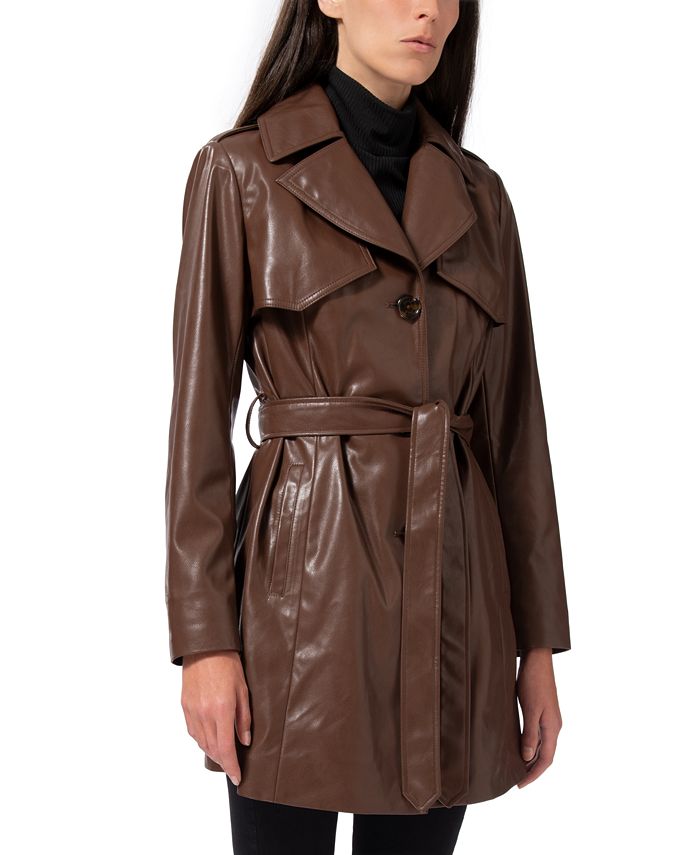 Sam Edelman Faux Leather Belted Trench Coat And Reviews Coats Women