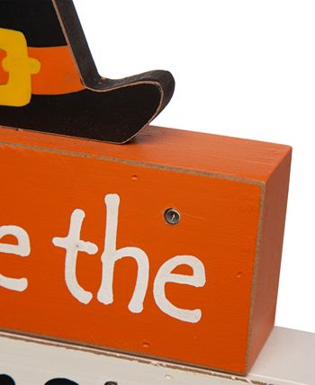 Glitzhome Halloween Wooden Lighted Witch Block Table Decor - Macy's