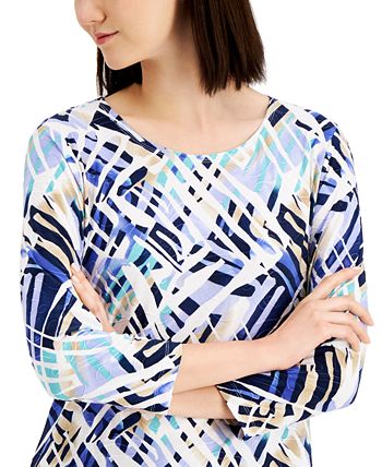 JM Collection Printed Jacquard Top, Created for Macy's - Macy's