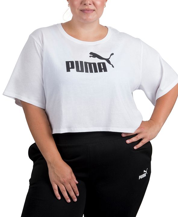 Puma Plus Size Cropped Cotton Logo T-Shirt & Reviews - Tops - Plus ...