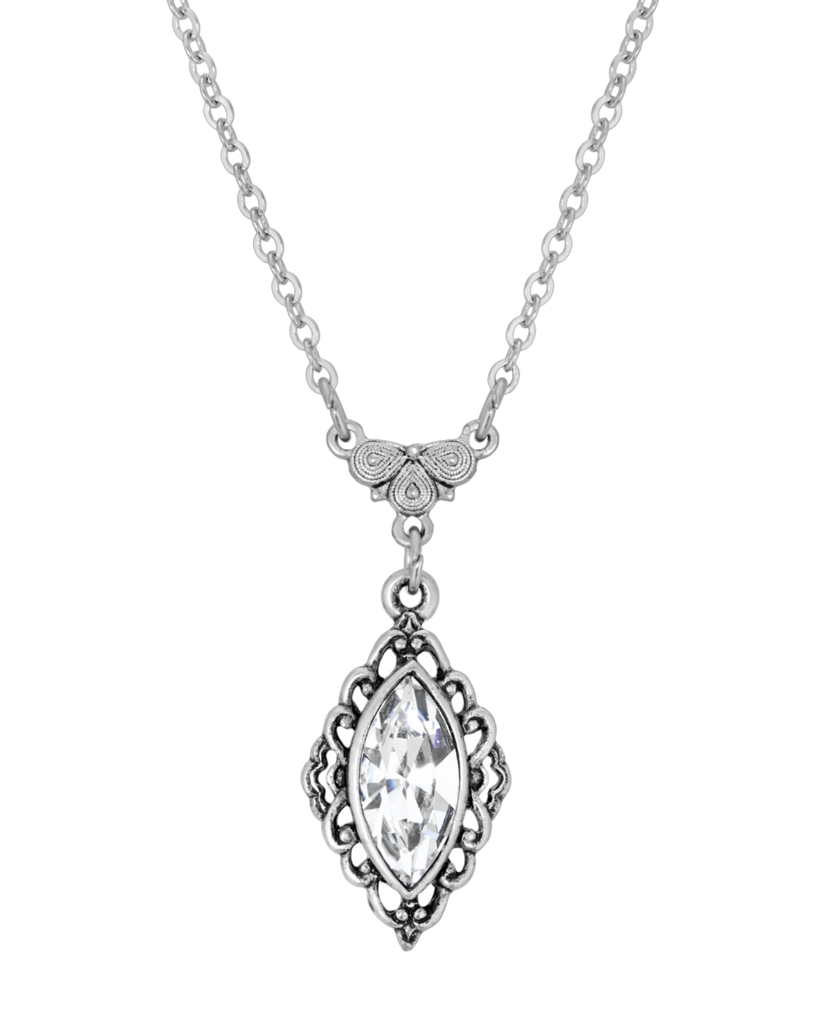 Click here for 2028 Silver-Tone Crystal Diamond Drop 16 Adjustabl... prices