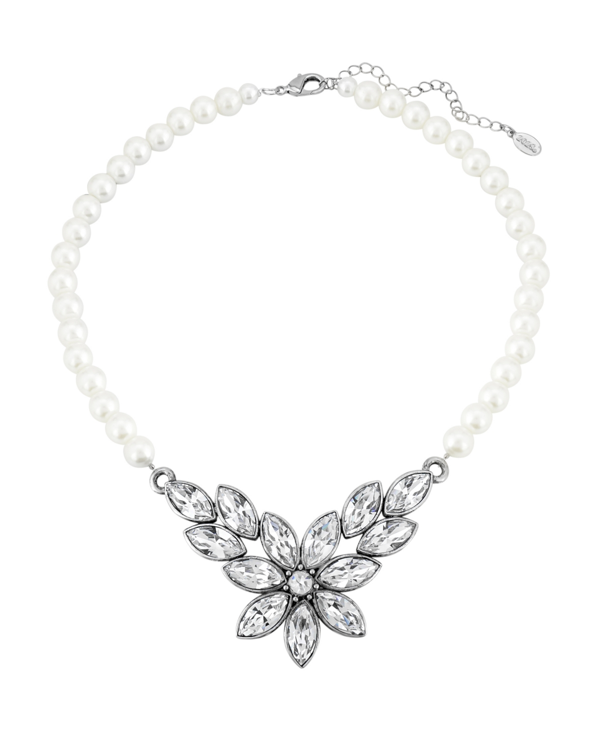 Click here for 2028 Silver-Tone Diamond Shaped Crystal Flower 15... prices