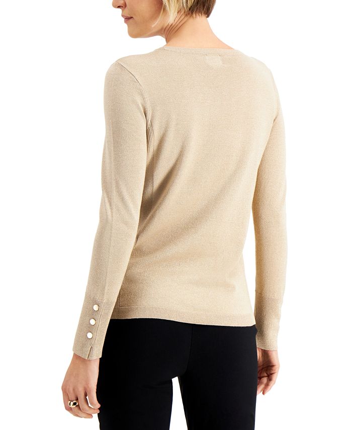 JM Collection Metallic Pullover Sweater, Created for Macy's - Macy's