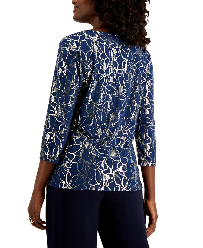 JM Collection Metallic Embroidered Top, Created for Macy's - Macy's