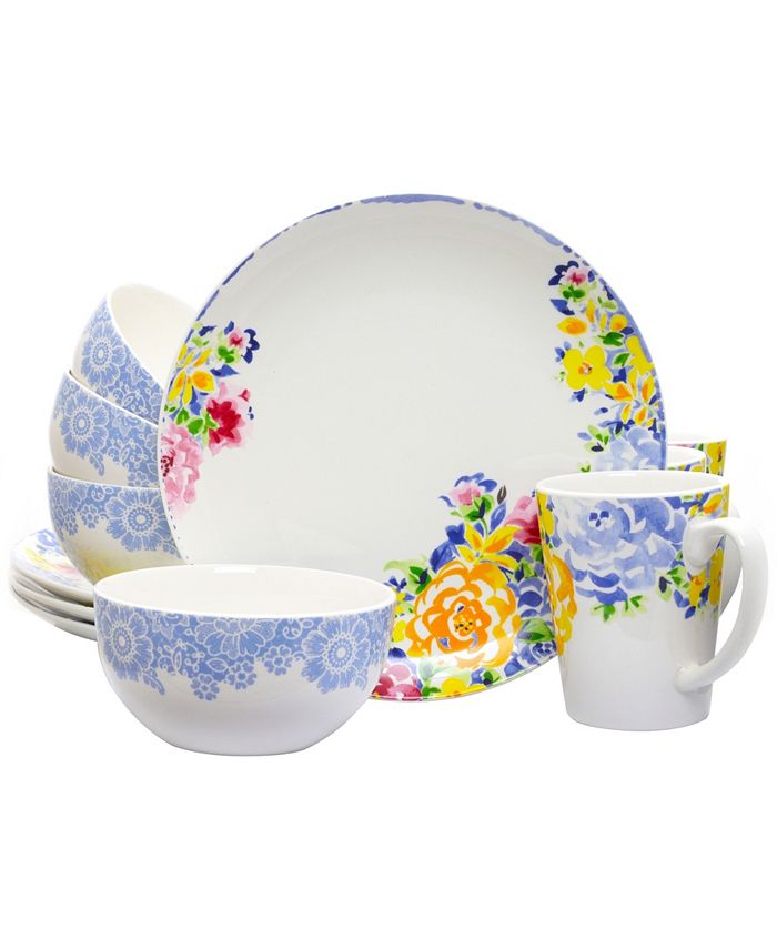 Studio California Ceramic Boutique 12 Piece Round Dinnerware Set - Macy's