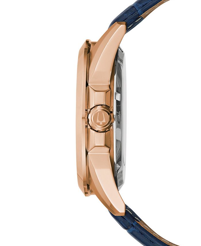 Bulova Men's Automatic Classic Sutton Blue Leather Strap Watch 46mm ...