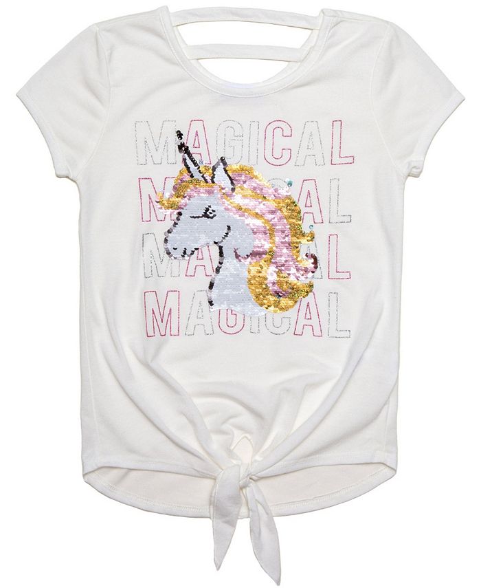 Beautees Girls Unicorn Reversible Sequin Tee - Macy's