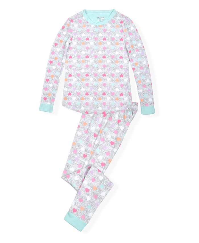 Max & Olivia Big Girls 2 Piece Cozy Allover Heart Print Pajama Set - Macy's