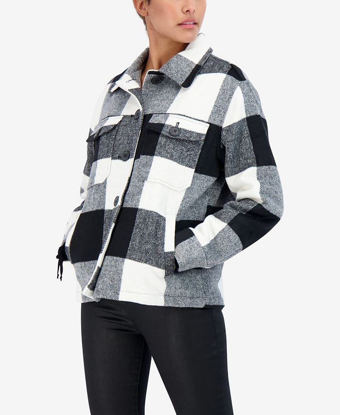 Sebby Junior's Buffalo Plaid Shirt Coat - Macy's